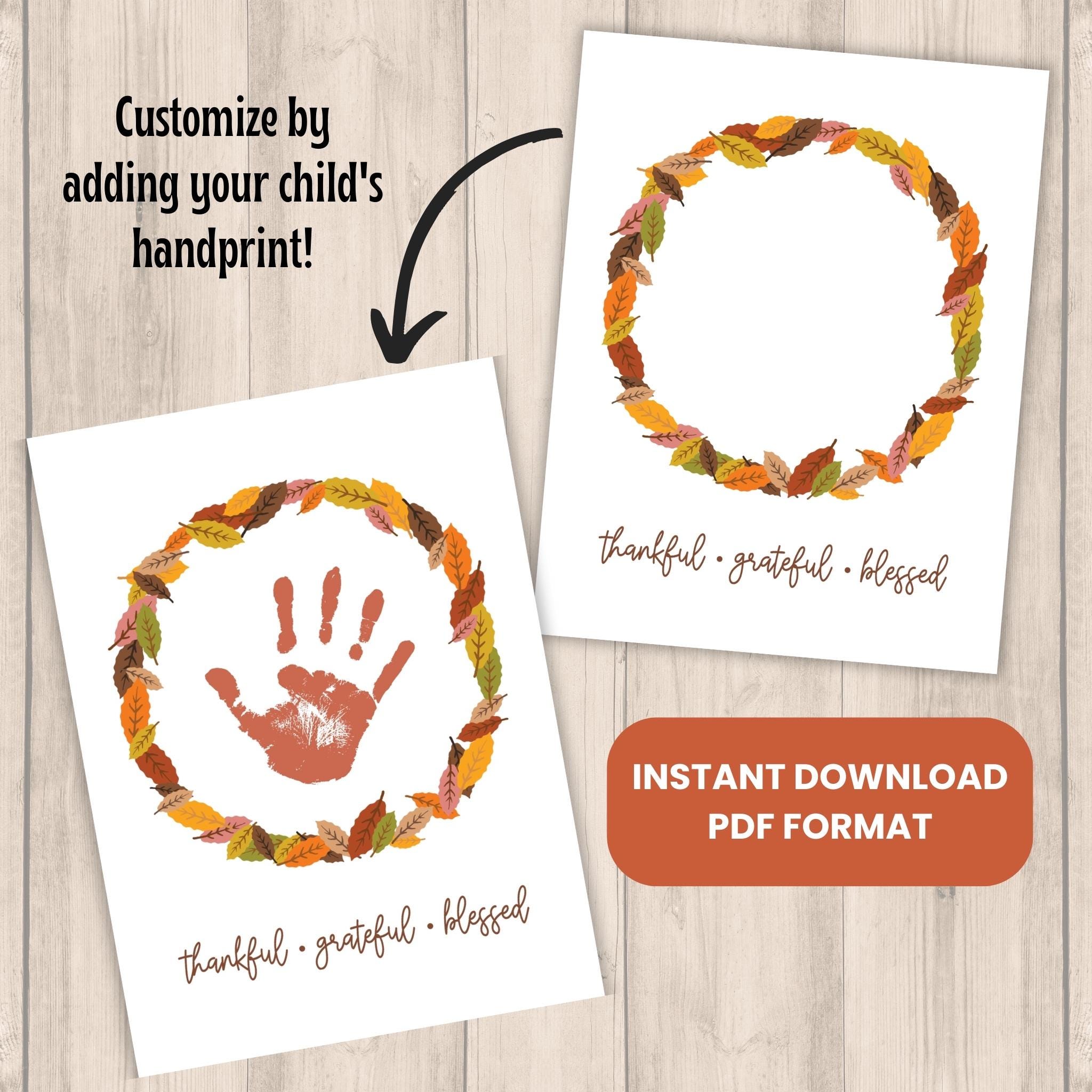 Thanksgiving Handprint Art: "thankful, Grateful, Blessed" | Printable ...