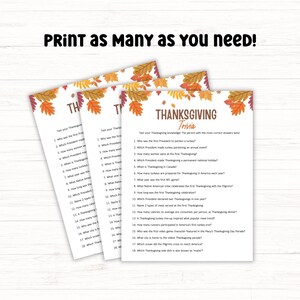 Thanksgiving Trivia Game, Printable | Family Thanksgiving Game for Kids ...