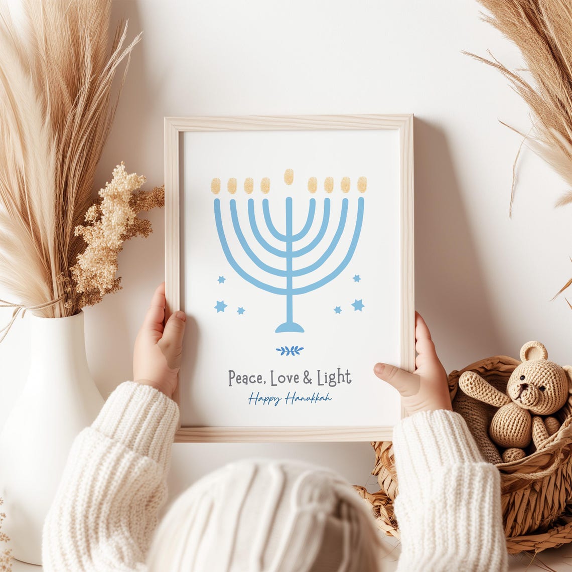 Hanukkah Menorah Handprint Art | Printable Hanukkah Craft for Kids ...