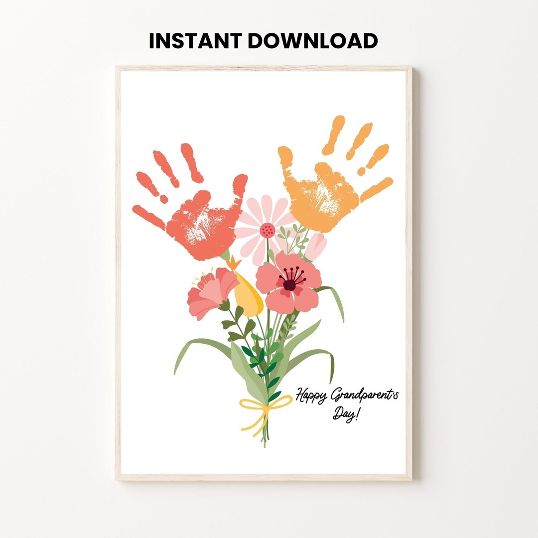 Grandparents Day Flower Handprint Art Craft Printable Gift - Etsy