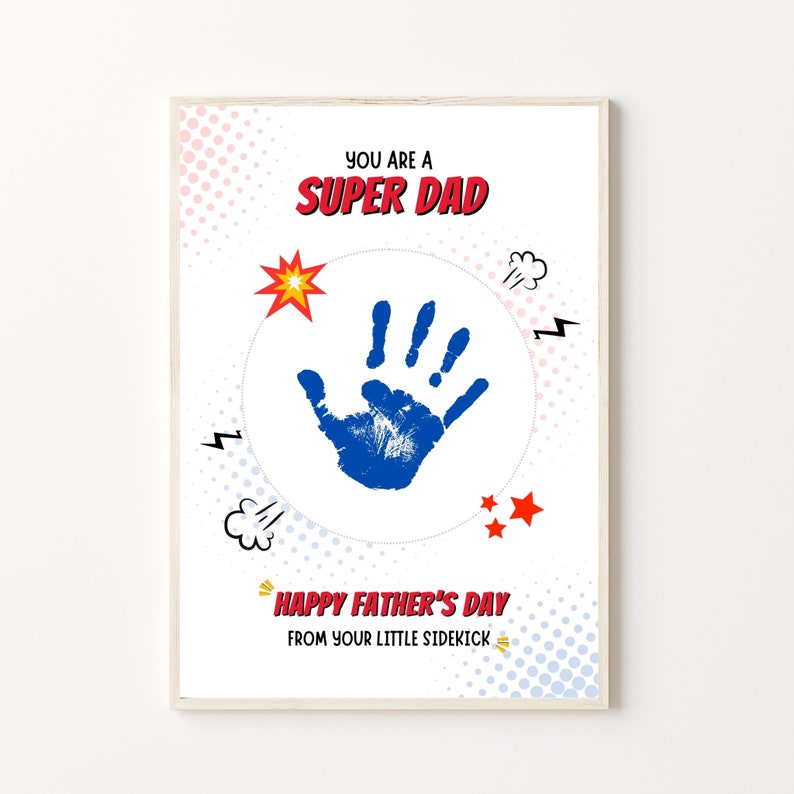 Fathers Day Super Hero Handprint Art Craft, PRINTABLE | Gift for Dad ...
