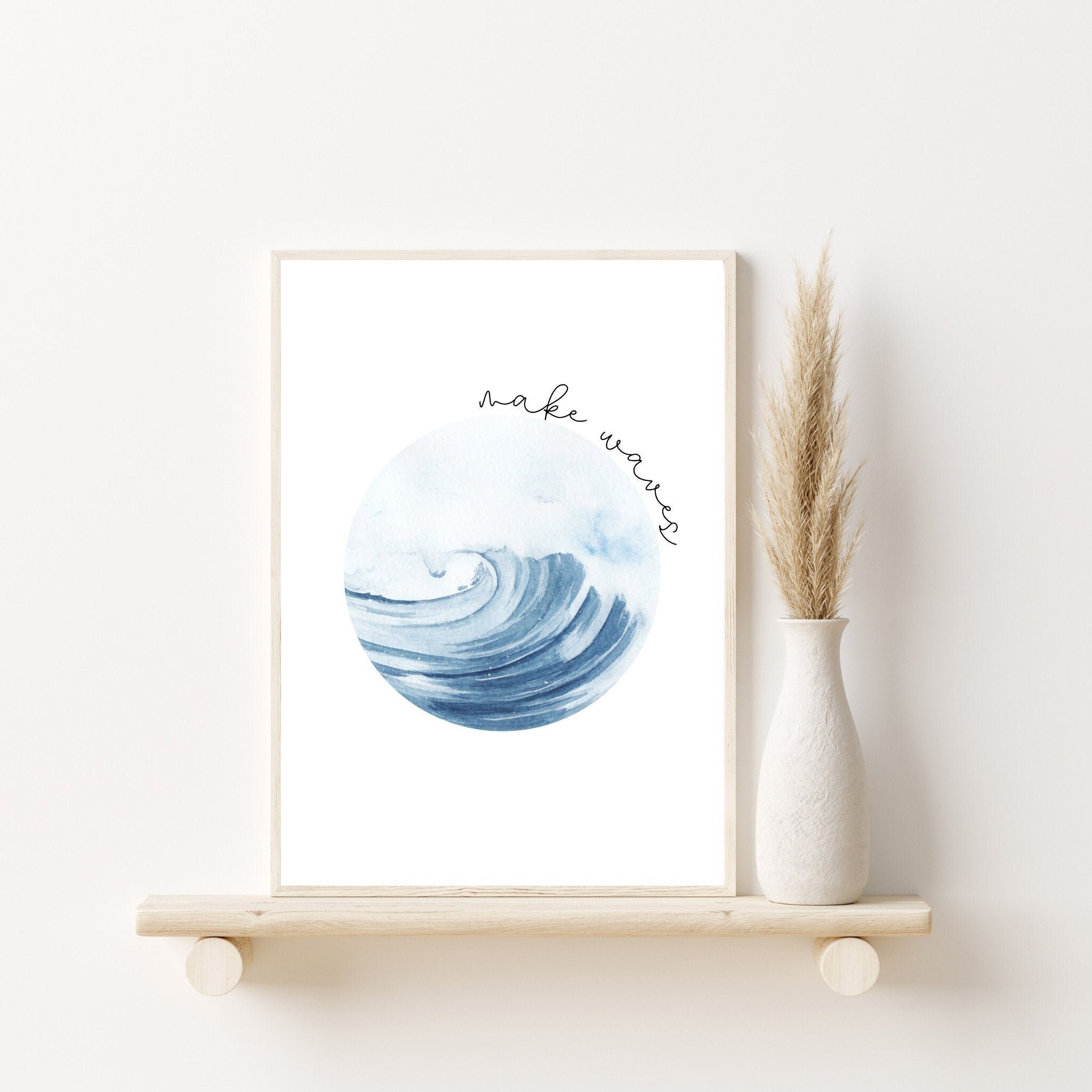 Make Waves Print Printable Wall Art Beach House Sign Surf - Etsy