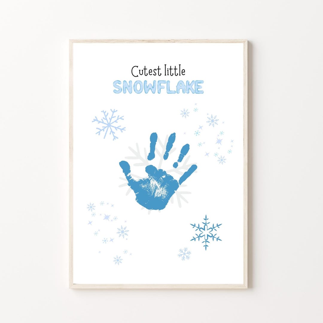 Printable Winter Snowflake Handprint Art | Snow Handprint Craft ...