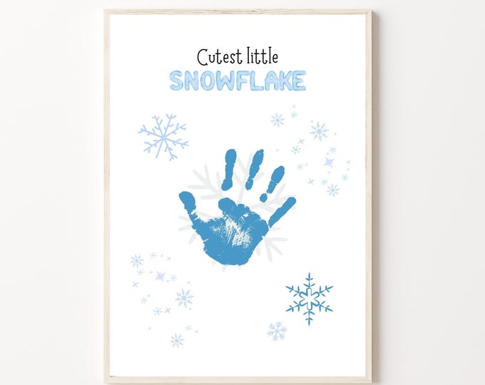 Winter Preschool Craft, Winter Snowflake Handprint Art, Personalized ...