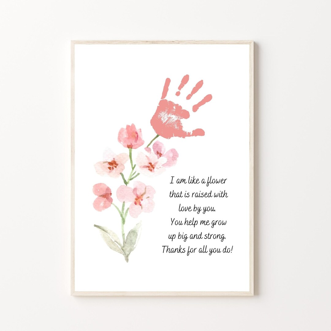 Flower Handprint Craft Art, Printable | Mothers Day Activity for Mom or ...