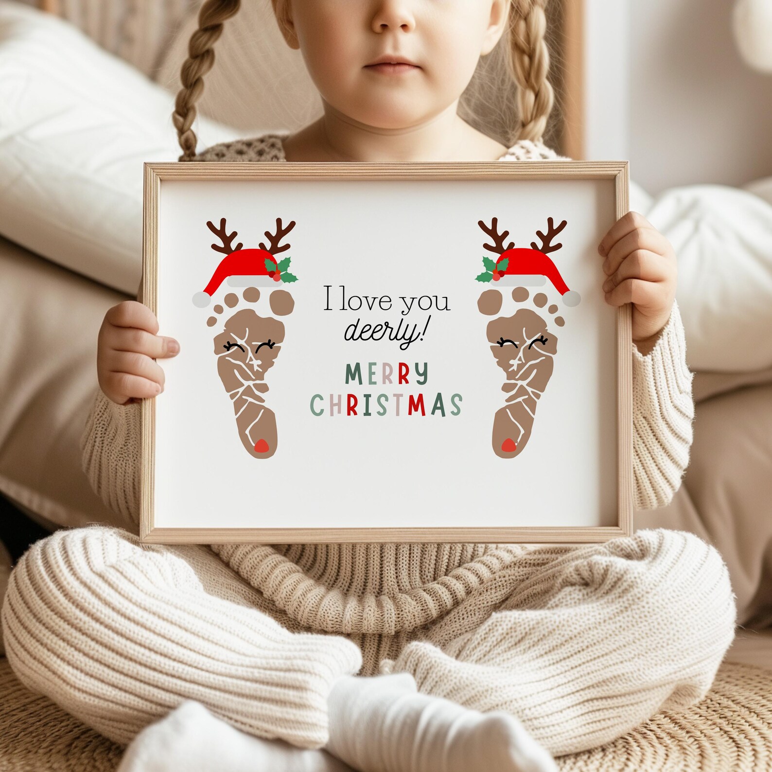 Christmas Reindeer Footprint Art Printable | I Love You Deerly ...