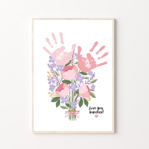 Flower Bouquet Handprint Craft Art, Printable | for Mom or Grandparents ...