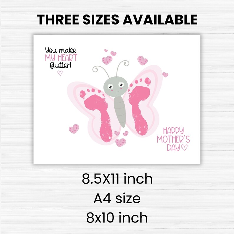 Butterfly Mother's Day Footprint Art Craft, Printable | Preschool ...