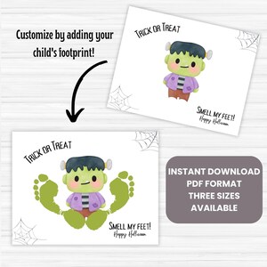 Halloween Footprint Handprint Art Craft Bundle, PRINTABLE Cute ...