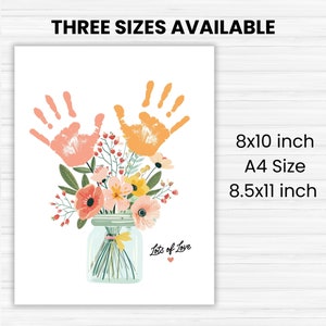 Mothers Day Flower Handprint Art Bundle, Printable | Mom Craft Gift ...