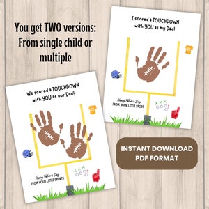 Fathers Day Football Handprint Art Craft, PRINTABLE | Sports Gift for ...