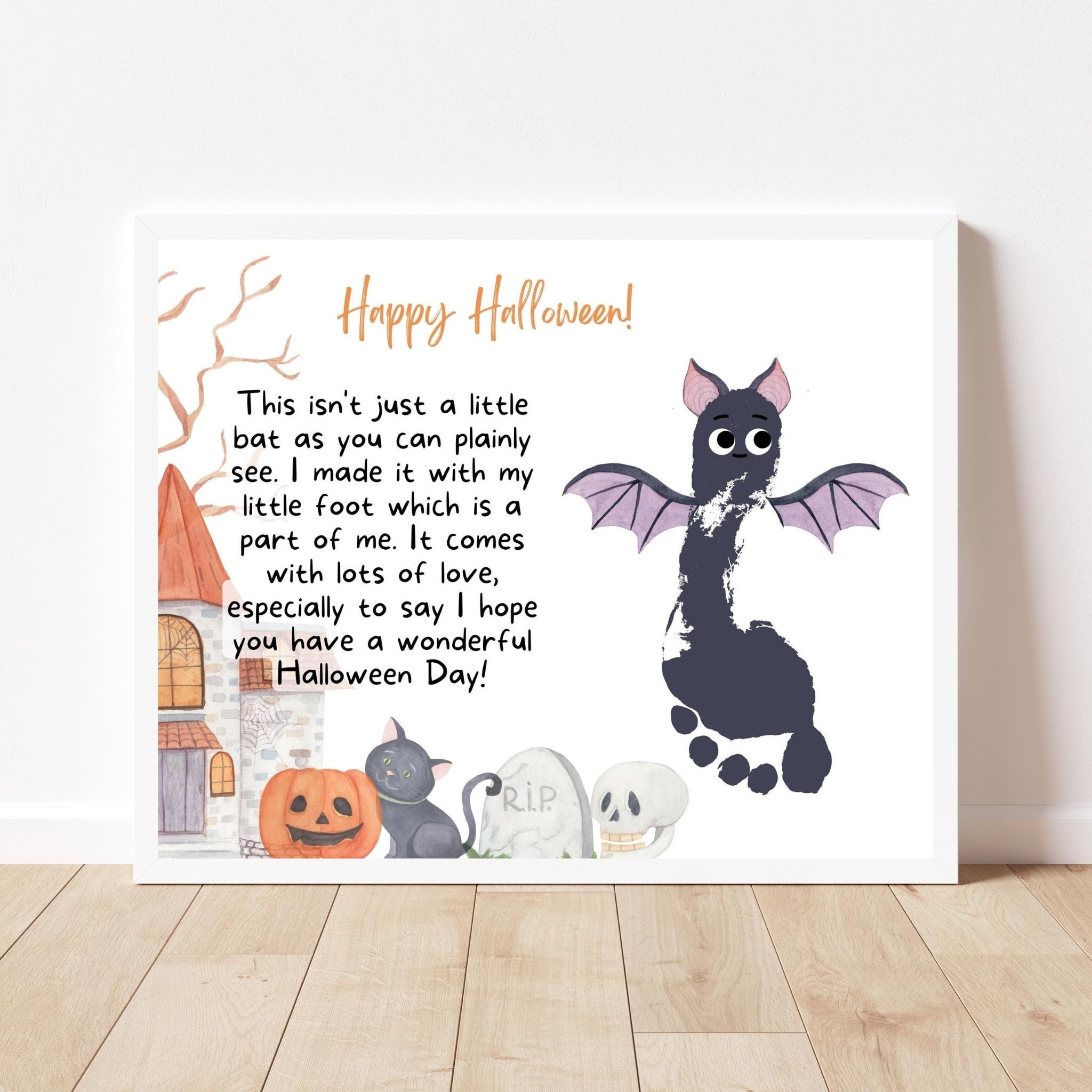 Halloween Footprint Art Craft, PRINTABLE | Cute Halloween Handprint ...