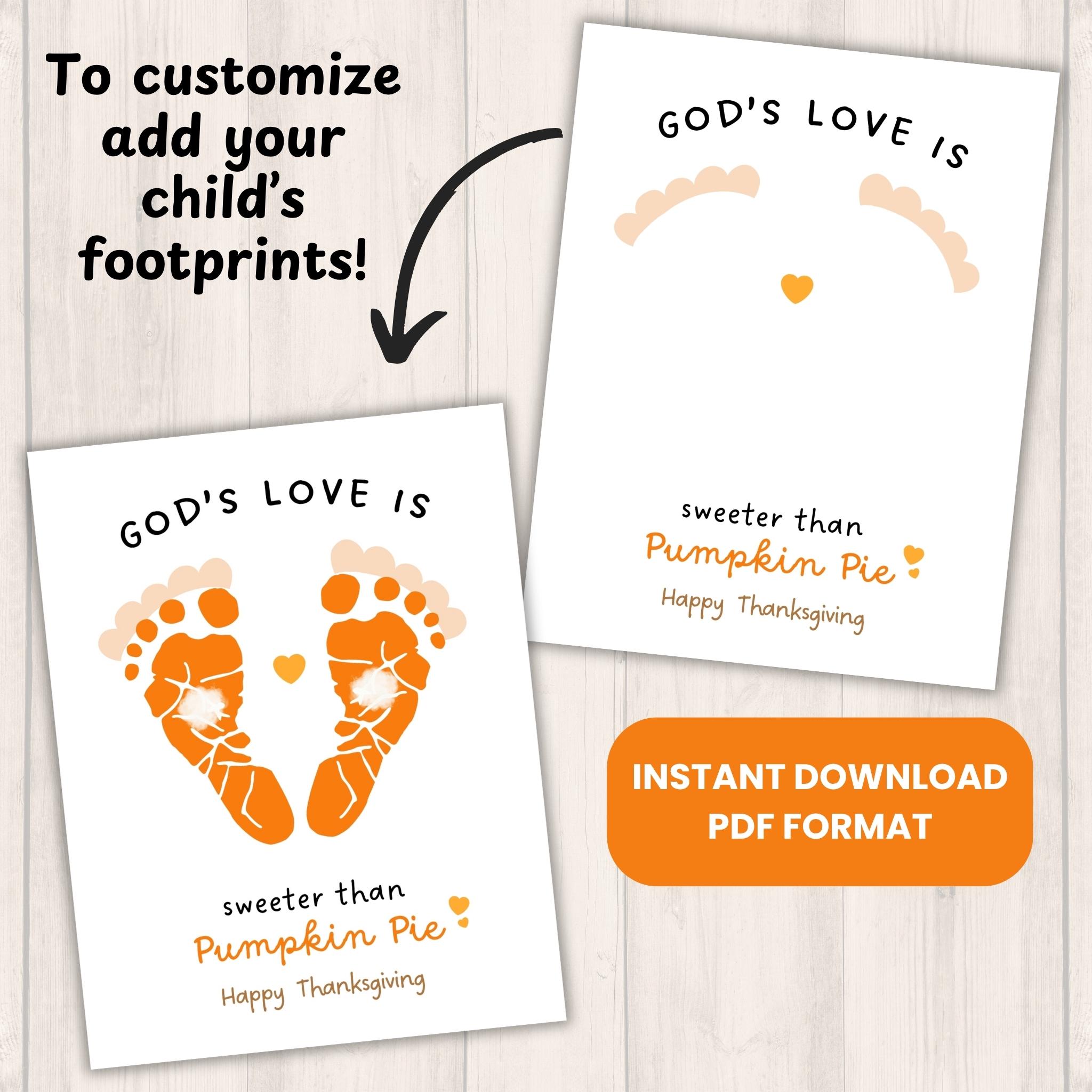 Christian Thanksgiving Footprint Art Printable | God’s Love is Sweeter ...