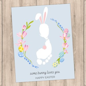 Easter Bunny Footprint Handprint Art Craft, Printable | Happy Easter ...