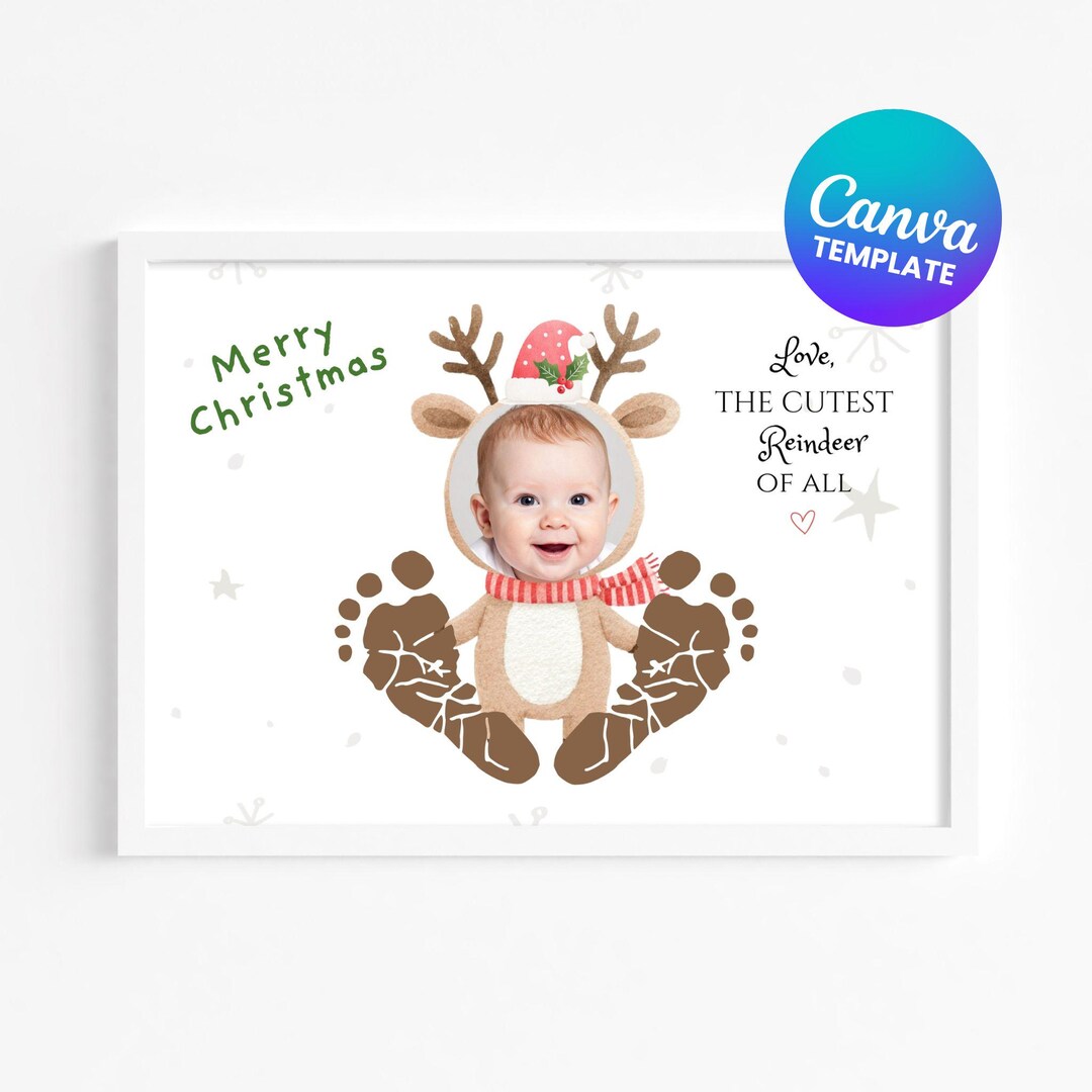 Christmas Handprint Craft for Kids | Reindeer Footprint Art Printable ...