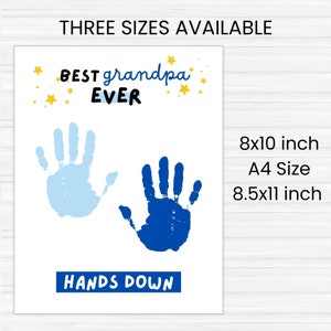 Grandpa Papa Handprint Art Craft, PRINTABLE | Father's Day, Birthday ...