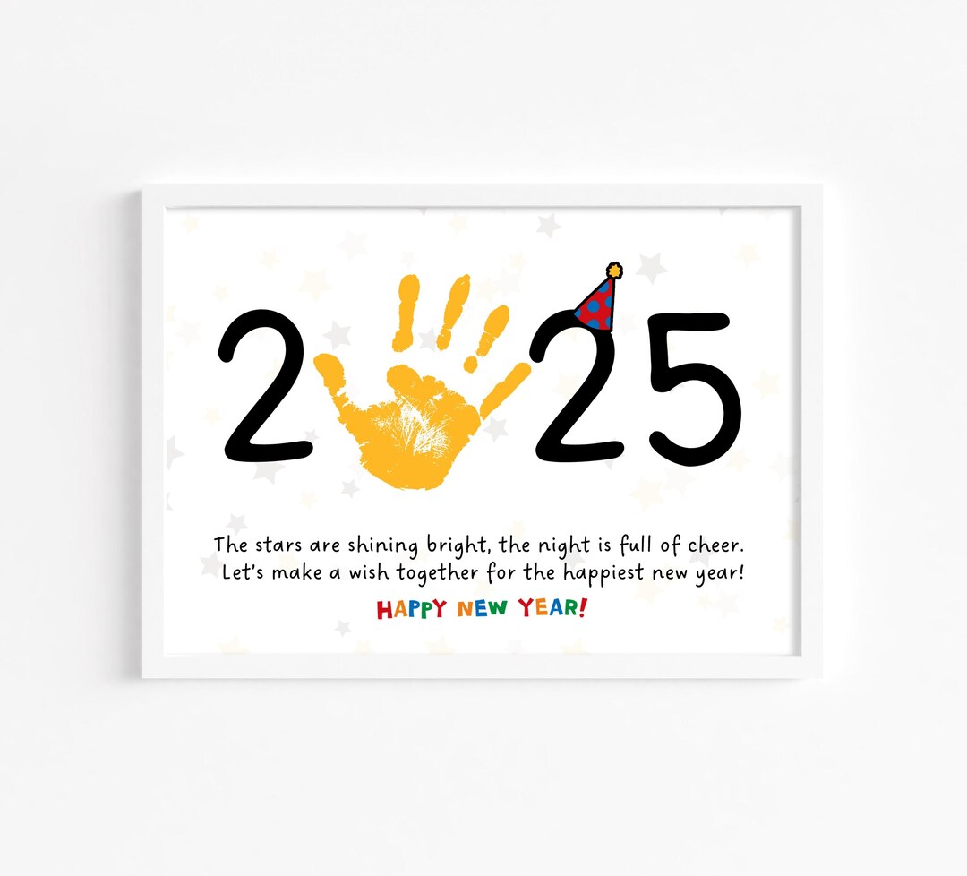 2025 New Years Handprint Art Poem, Printable | New Years Eve Craft ...