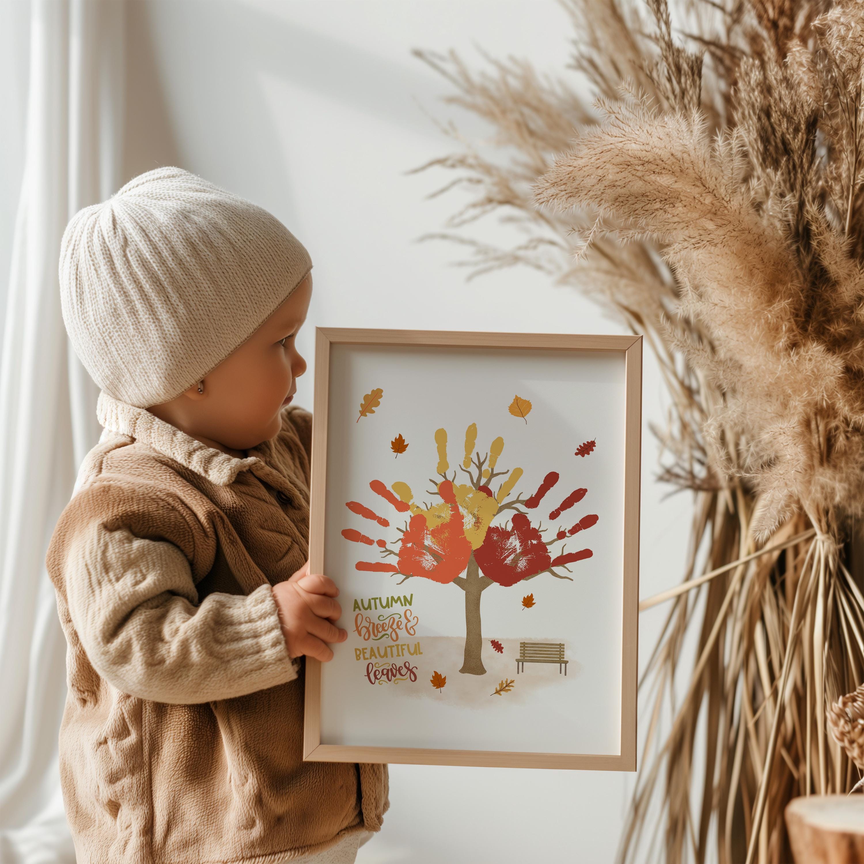 Fall Handprint Art Bundle, Printable | Tree, Leaves, Apple, Acorn ...