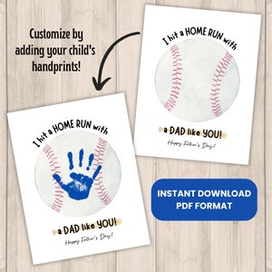 Fathers Day Baseball Handprint Art Craft, PRINTABLE | Gift for Dad From ...
