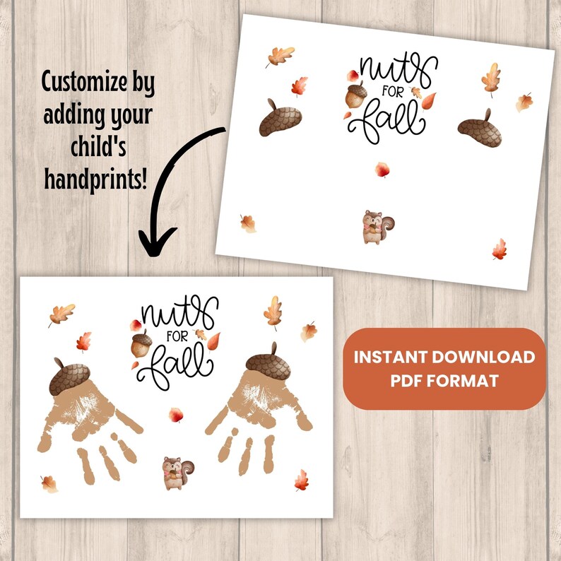 Fall Handprint Craft, Printable | Acorn Handprint Art, Autumn, Kids ...