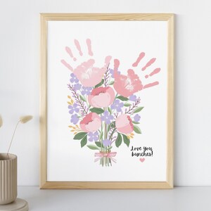 Flower Bouquet Handprint Craft Art, Printable | for Mom or Grandparents ...