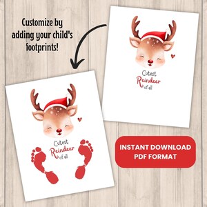 Christmas Reindeer Handprint Art, Printable | Xmas Footprint Craft ...