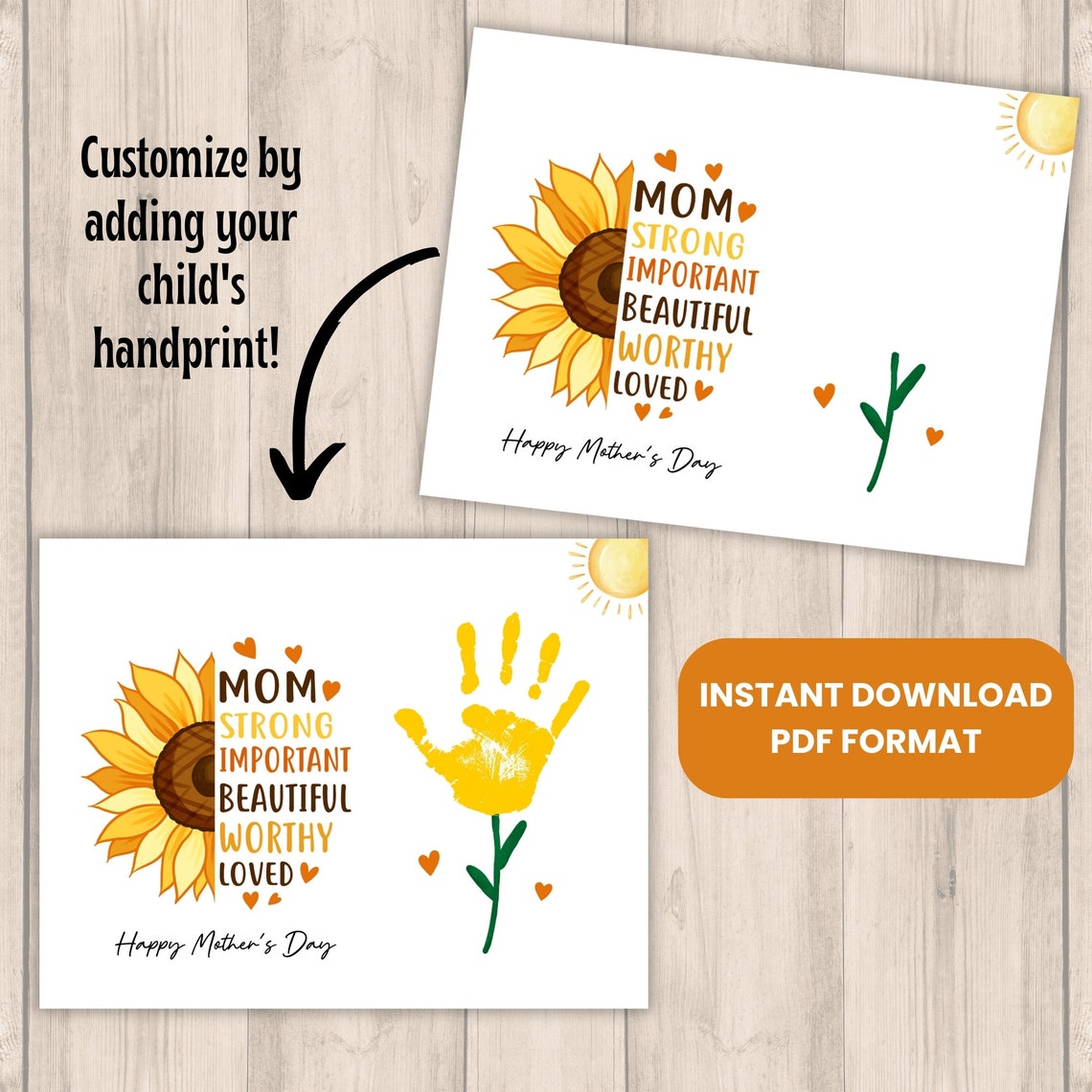 Mother's Day Flower Handprint Craft Art, Printable | Mothers Day, Gift ...