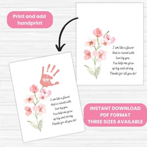 Flower Handprint Craft Art, Printable | Mothers Day Activity for Mom or ...