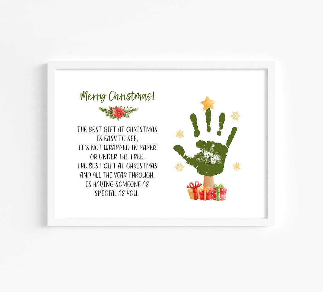 Christmas Handprint Art Craft, Printable, Holiday DIY Card Gift for ...