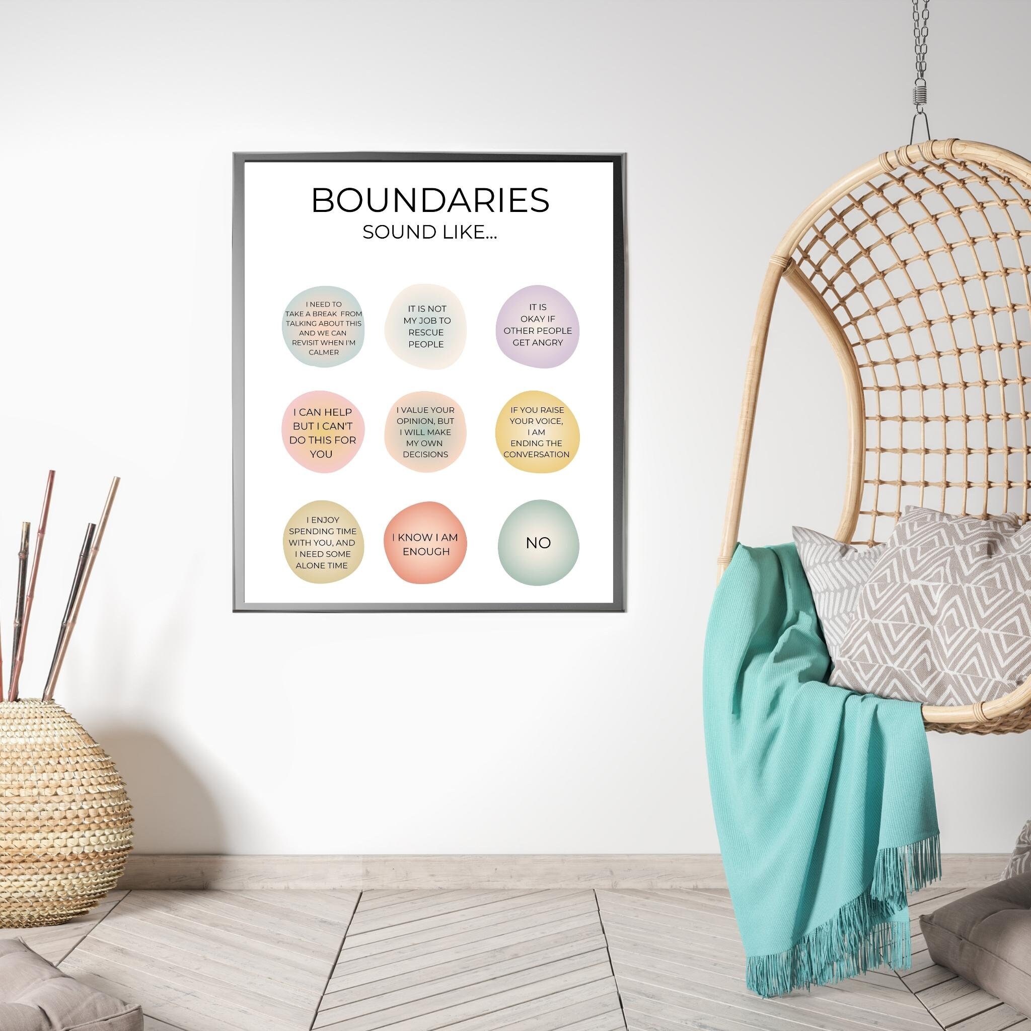 Boundaries Print Mental Health Poster Self Care Art Therapy | Etsy