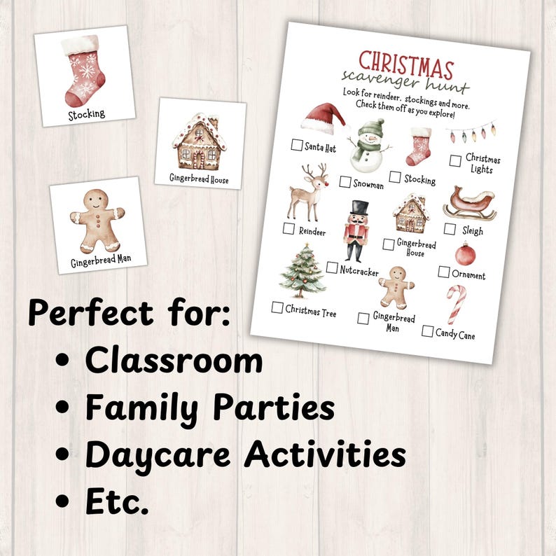Printable Christmas Scavenger Hunt for Kids | Fun Christmas Party Game ...