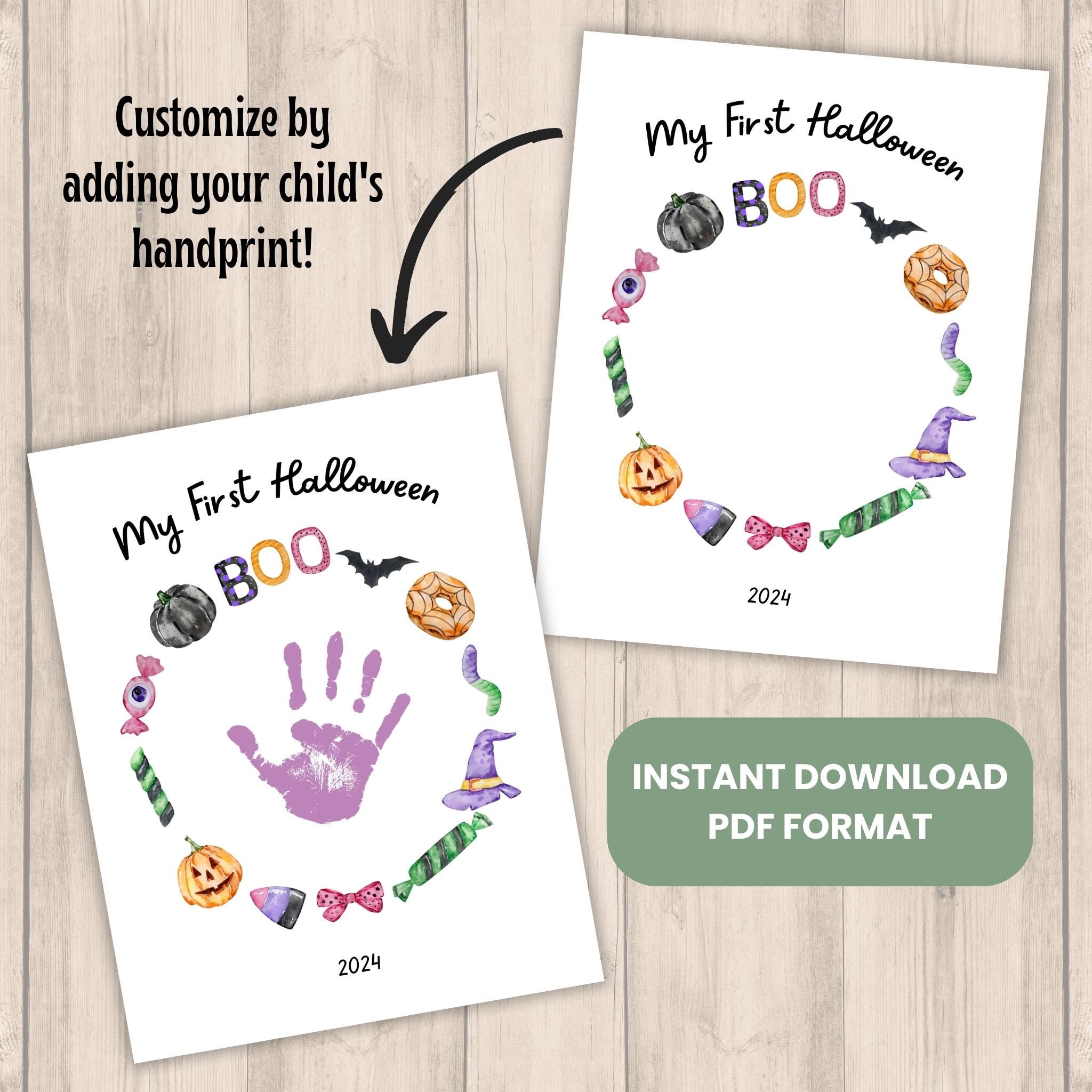 Baby's 1st First Halloween Handprint Footprint Craft, Printable | Baby ...