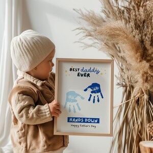 Father's Day Handprint Art Craft, PRINTABLE, Best Dad Hands Down,| Gift ...