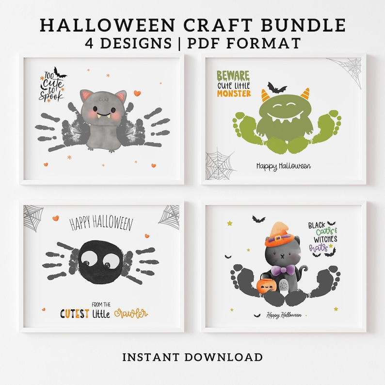 Halloween Handprint & Footprint Craft Bundle for Toddlers | Preschool ...