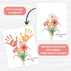 Grandparents Day Flower Handprint Art Craft Printable Gift - Etsy