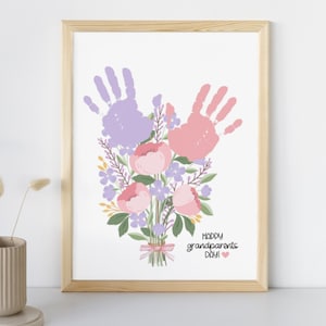 Grandparents Day Flower Handprint Art Craft, Printable | Gift for ...