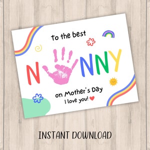 Mother's Day Nanny Handprint Art Craft, Printable | Gift for Nanny From ...