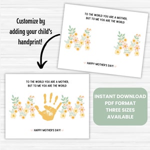 Mother's Day Mom Flower Handprint Art, Printable | Craft for Mom From ...