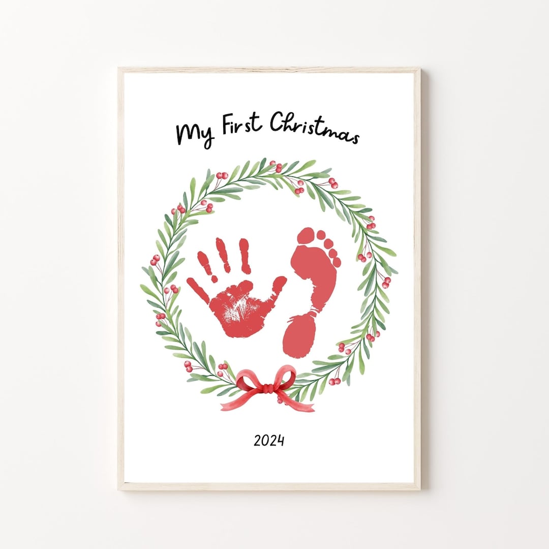 My First Christmas Footprint Art Craft, Printable | Baby 1st Xmas ...