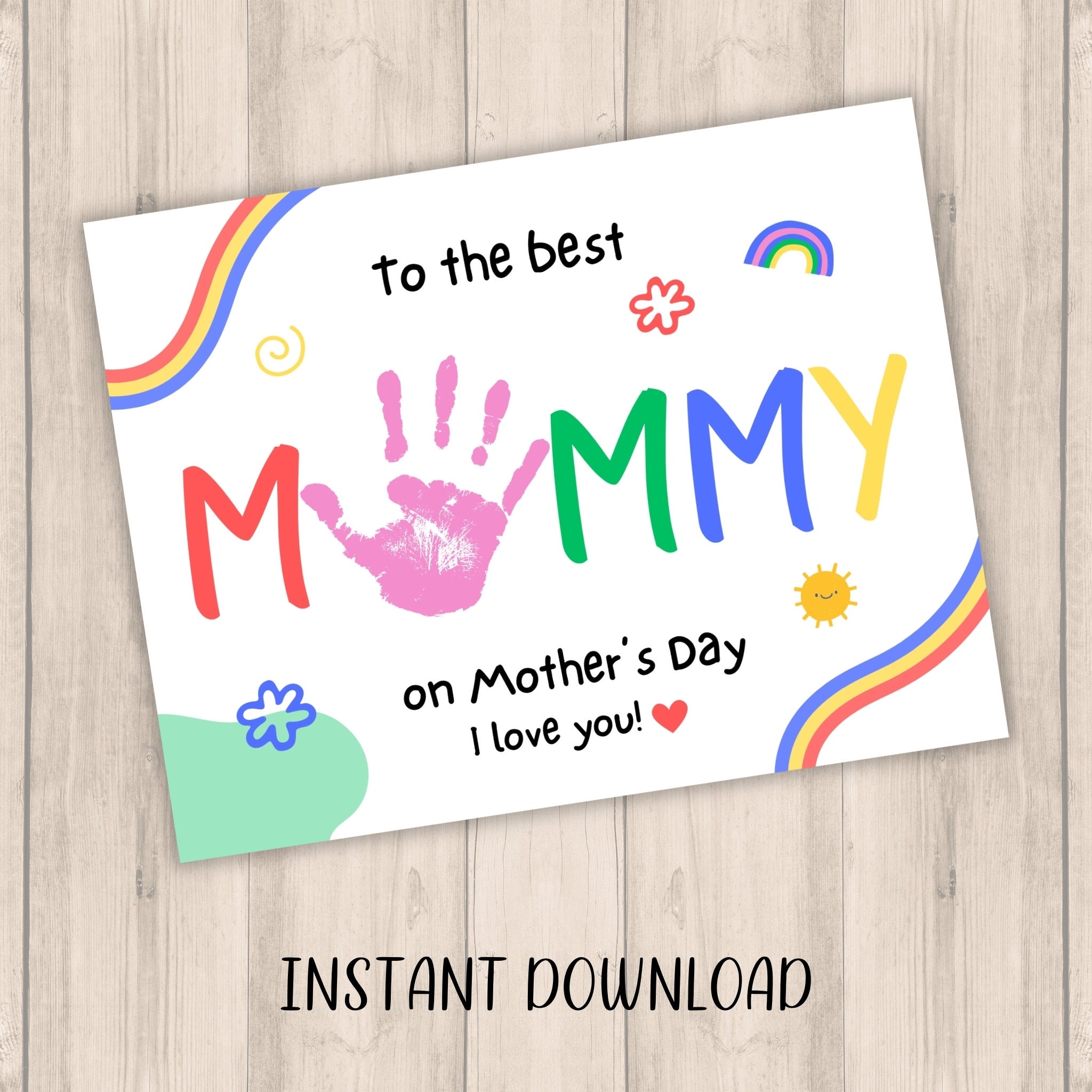 Mother's Day Mommy Handprint Art Craft, Printable | Gift for Mom From ...