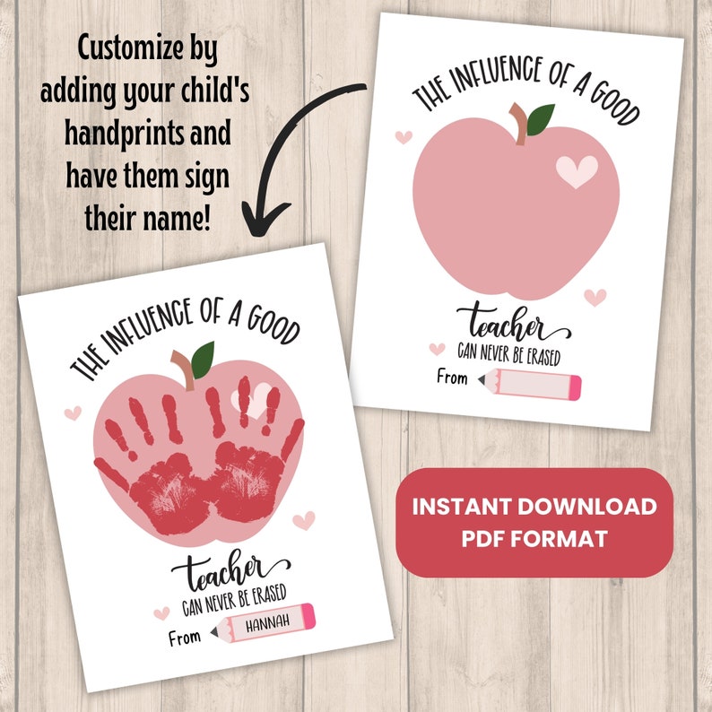 Teacher Appreciation Handprint Art Craft, Printable | End of School ...