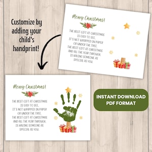 Christmas Handprint Art Craft, Printable, Holiday DIY Card Gift for ...
