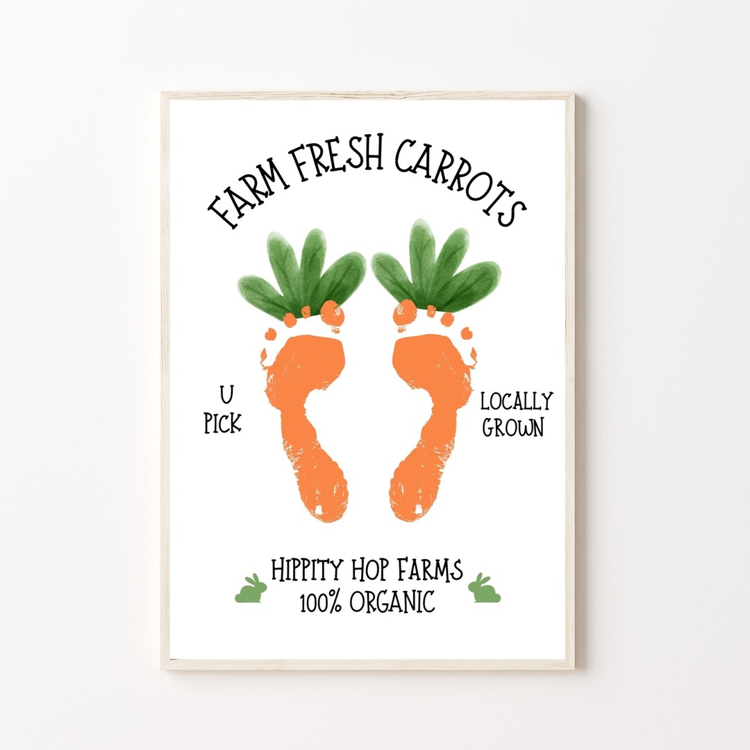 Easter Footprint Art Craft, Printable, Carrot Patch Farm Sign ...