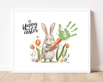 Easter Bunny Handprint Art Craft, Printable | Kids Baby Toddler or ...