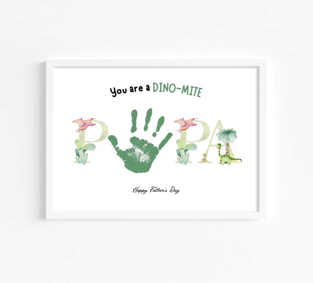 Fathers Day Dinosaur Handprint Art Craft, Printable | Gift for Papa ...