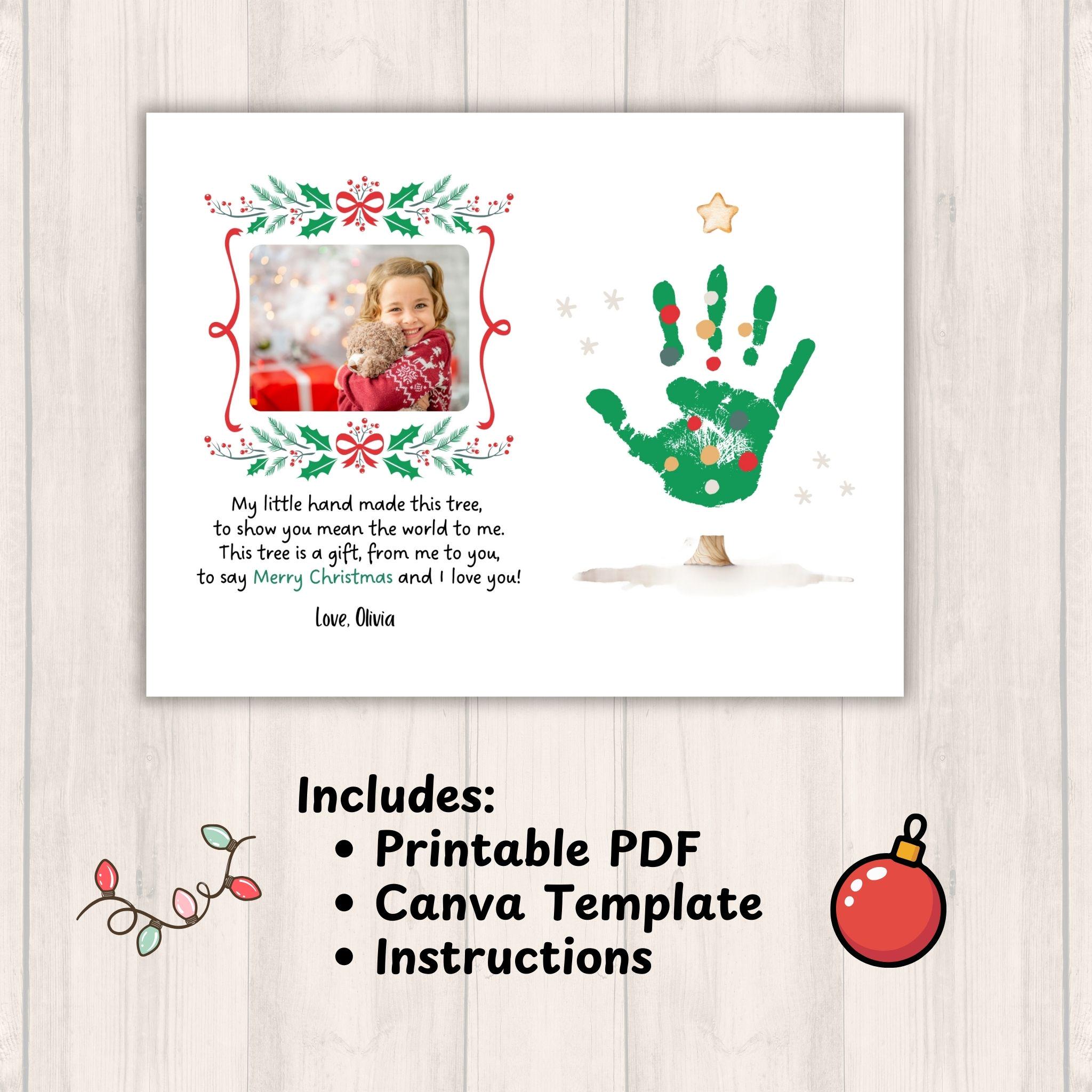 Christmas Handprint Poem Craft | Editable Canva Photo Keepsake | Kids ...