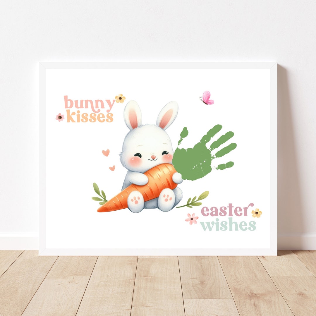 Easter Bunny Handprint Art Craft, Printable | Kids Baby Toddler or ...