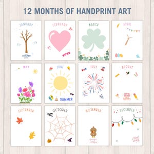 Handprint Art Memory Book, Printable Kids Calendar, 12 Month ...