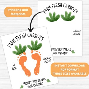 Easter Footprint Art Craft, Printable, Carrot Patch Farm Sign ...