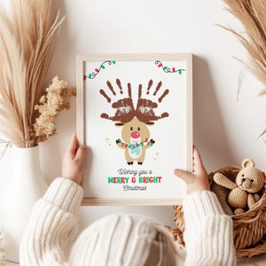 Christmas Reindeer Handprint Art, Printable | DIY Xmas Gift for Parents ...
